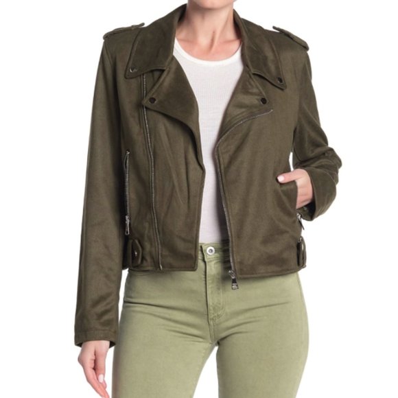 Vigoss | Jackets & Coats | Nwt Vigoss Faux Suede Moto Jacket Olive Green Size Large | Poshmark